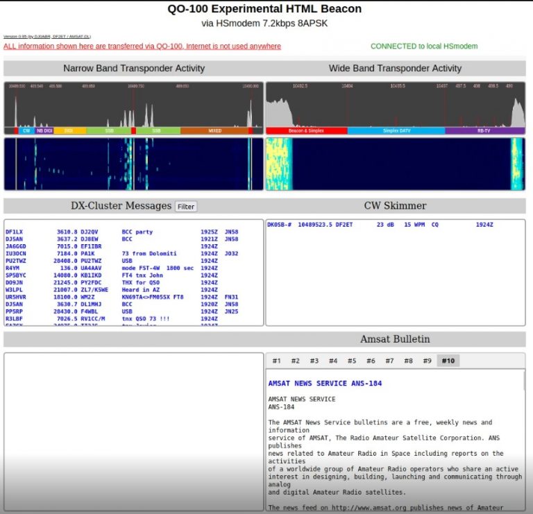 QO-100 Multimedia Beacon with new content – AMSAT-Deutschland